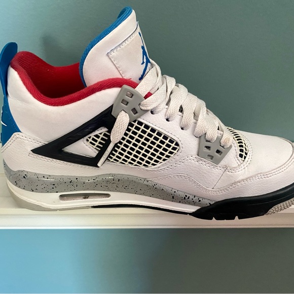 Nike | Shoes | Air Jordan 4 Retro High Tops Whitemilitary Bluefire Red ...